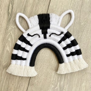 Zebra Macrame Wall Hanging / Zebra Nursery Decor / Animal Rainbow ...