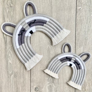 Raccoon Nursery Decor / Animal Nursery Decor / Woodland Macrame Rainbow ...