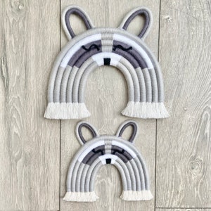Raccoon Nursery Decor / Animal Nursery Decor / Woodland Macrame Rainbow ...