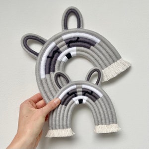 Raccoon Nursery Decor / Animal Nursery Decor / Woodland Macrame Rainbow ...