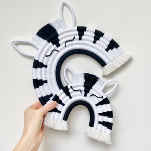 Zebra Macrame Wall Hanging / Zebra Nursery Decor / Animal Rainbow ...