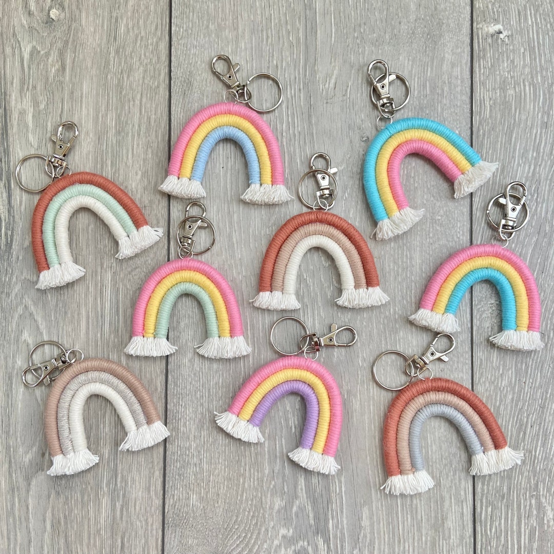 Macrame Rainbow Keyring / Macrame Rainbow Keychain / Rainbow Keyring ...