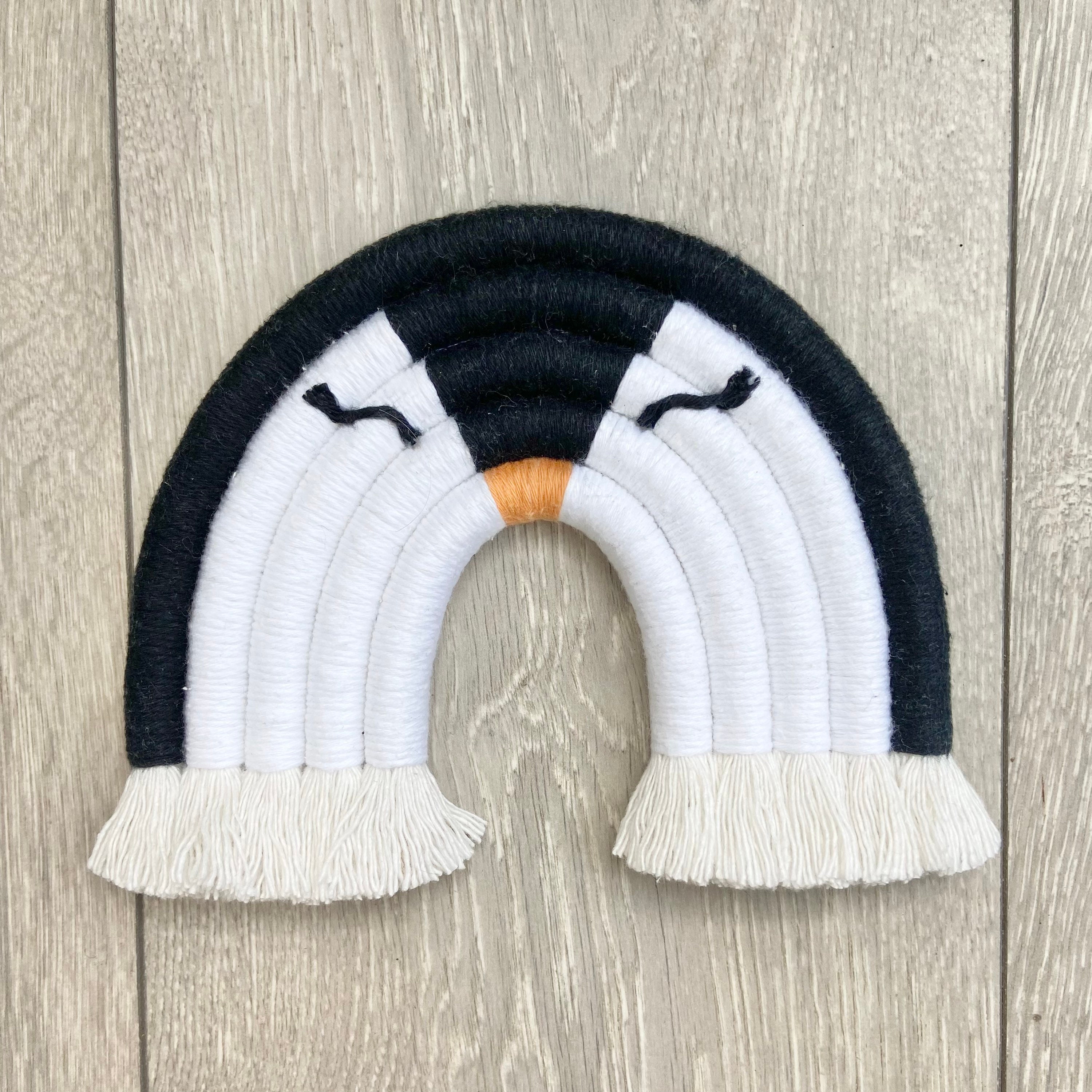 Penguin Macrame Wall Hanging / Penguin Nursery Decor / Animal Rainbow ...