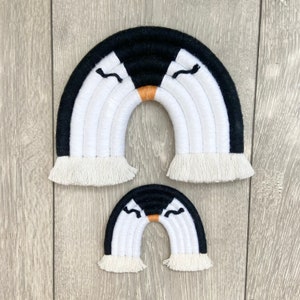 Penguin Macrame Wall Hanging / Penguin Nursery Decor / Animal Rainbow ...