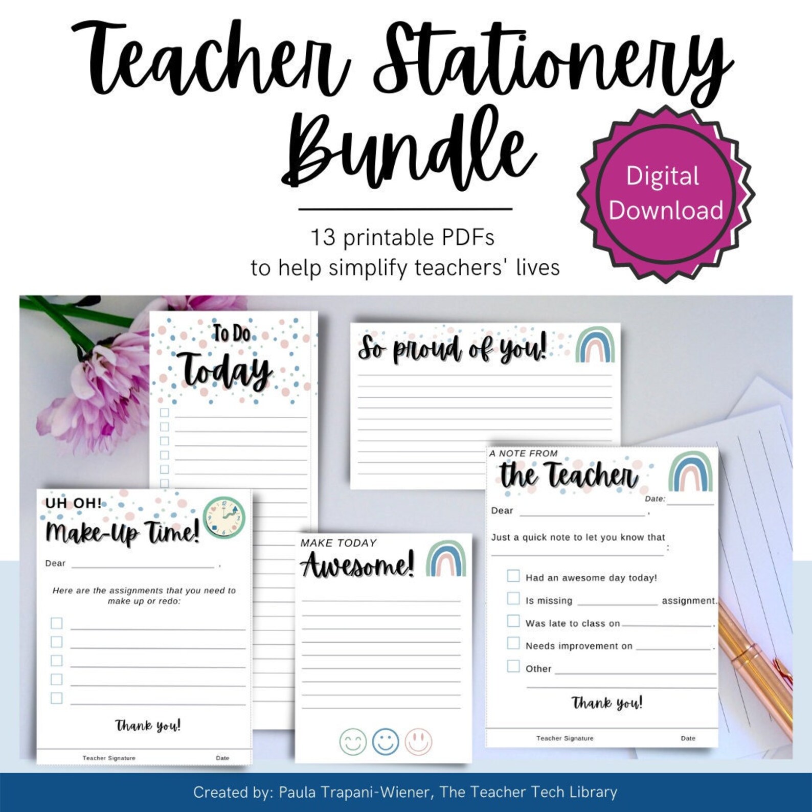 Printable Teacher Stationery--printable Notes From the Teacher to Help ...