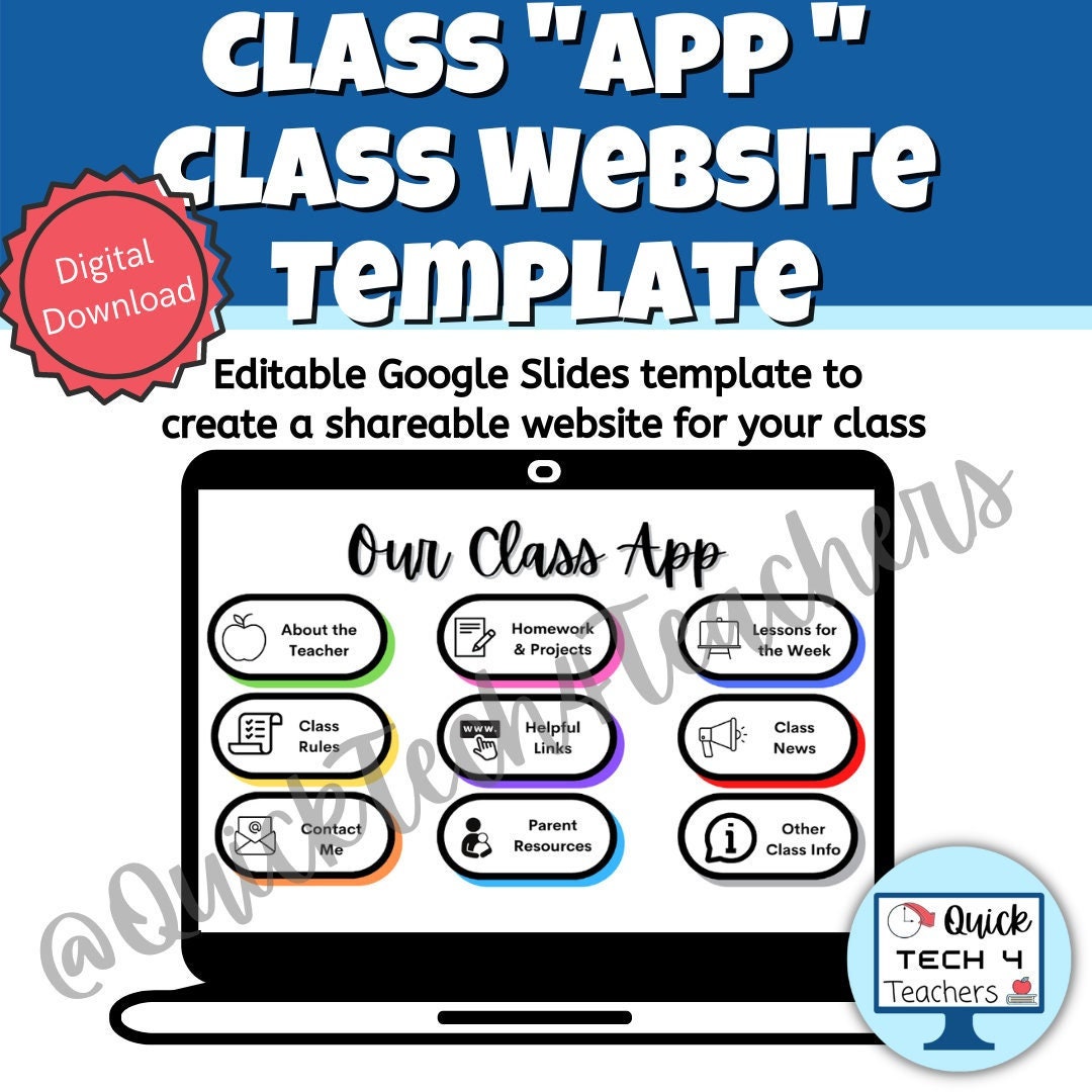 Class App / Class Website Template: Google Slides - Etsy