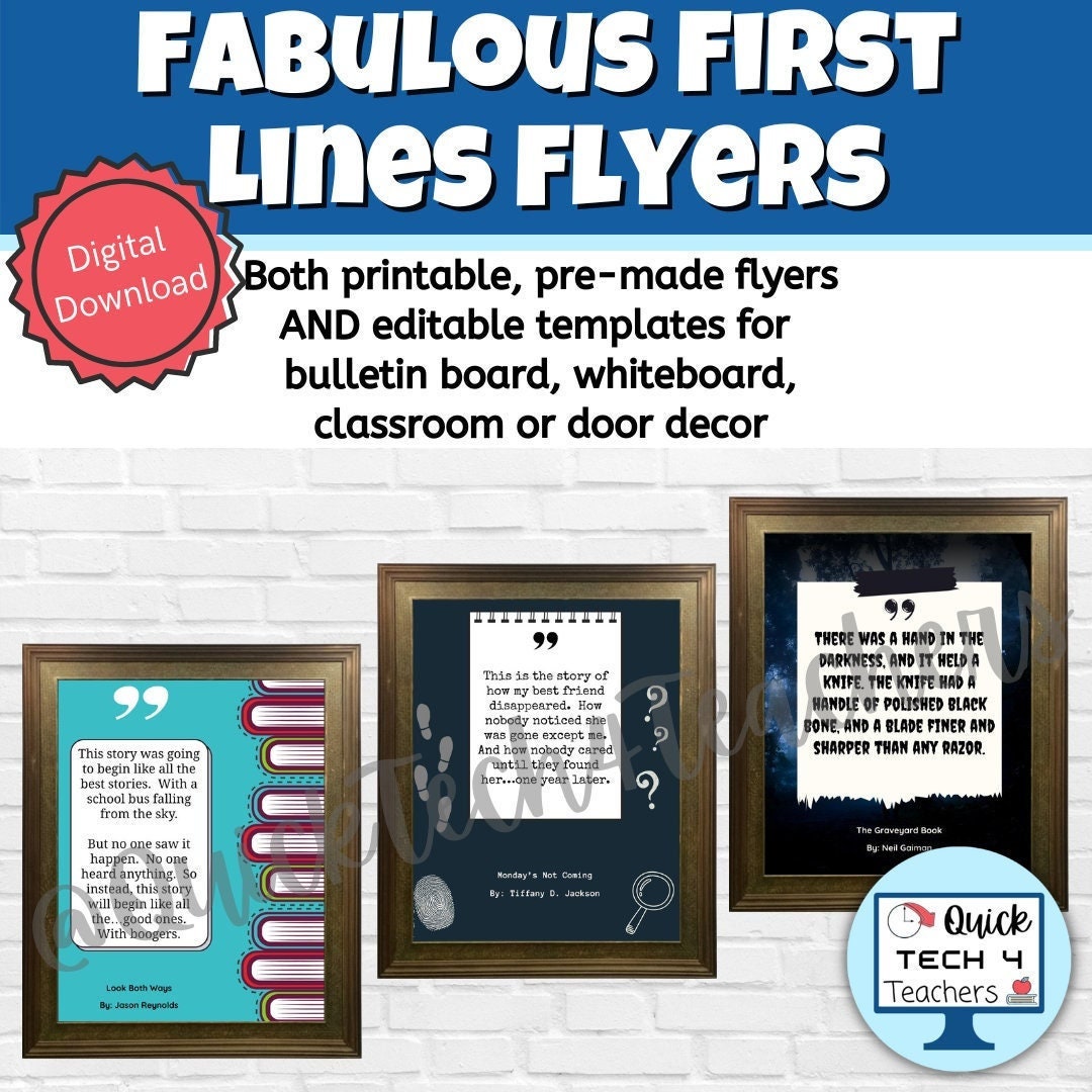 Fabulous First Lines Flyers Printable Signs Editable Mini-posters - Etsy