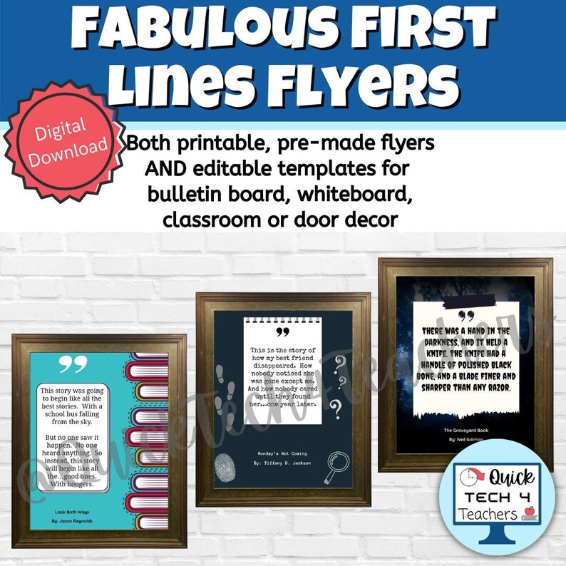 Fabulous First Lines Flyers Printable Signs Editable - Etsy