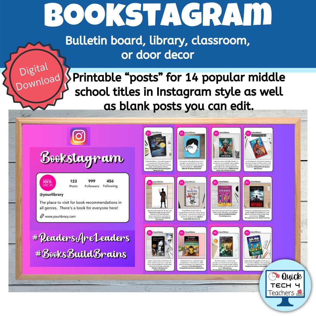 Bookstagram Bulletin Board Set | Library Decor | Classroom Decor | Door ...