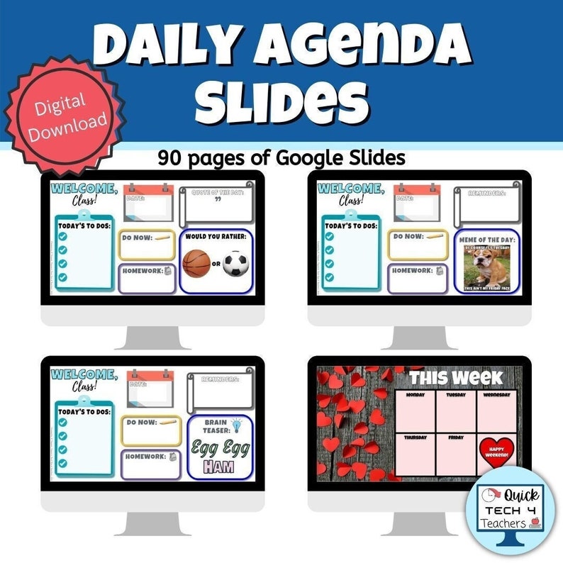 Daily and Weekly Agenda Templates - Google Slides - Etsy