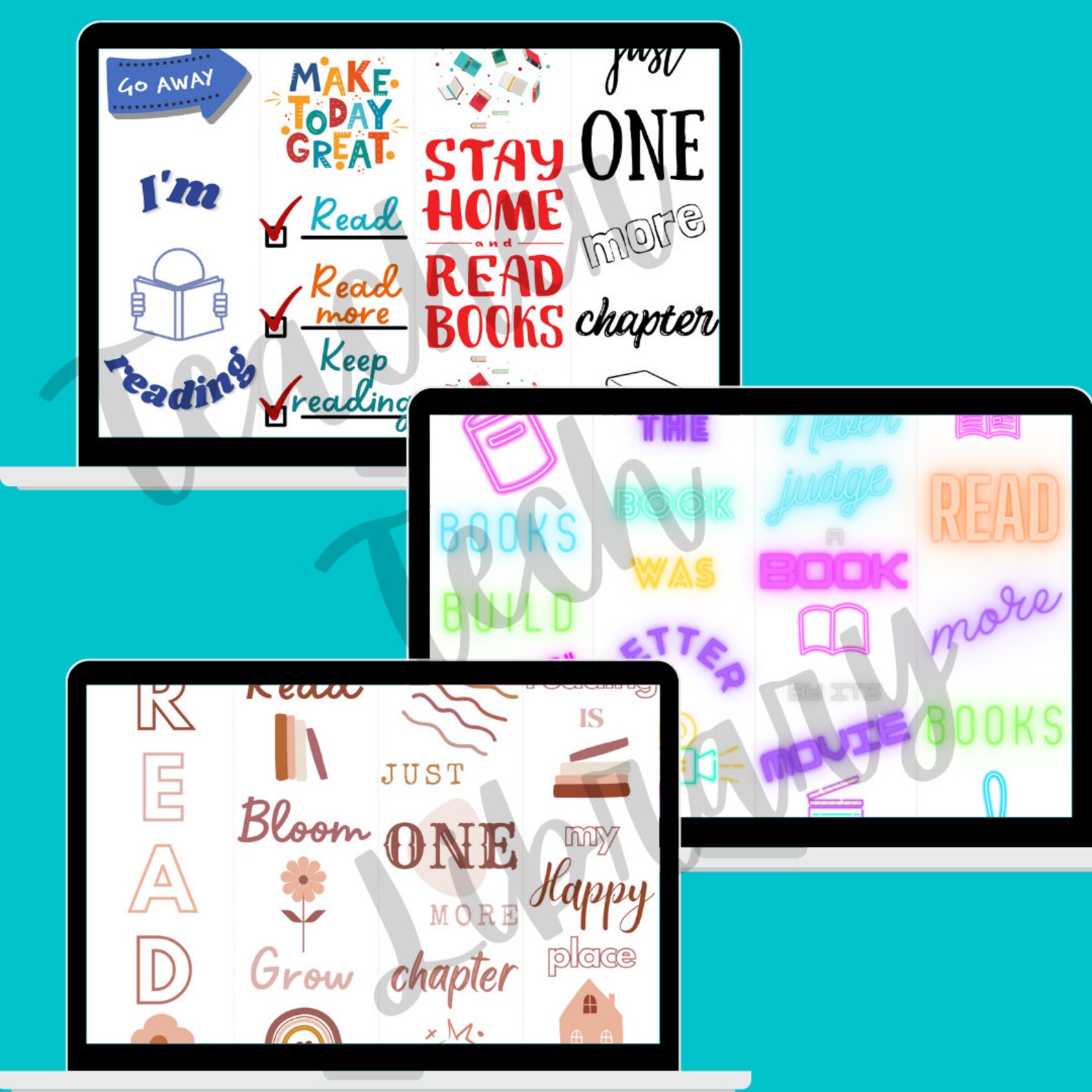 Printable Bookmarks Fun, Digital, Downloadable, Reading-themed ...