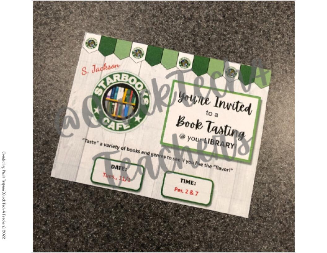 Starbooks Cafe Book Tasting Activity - Etsy