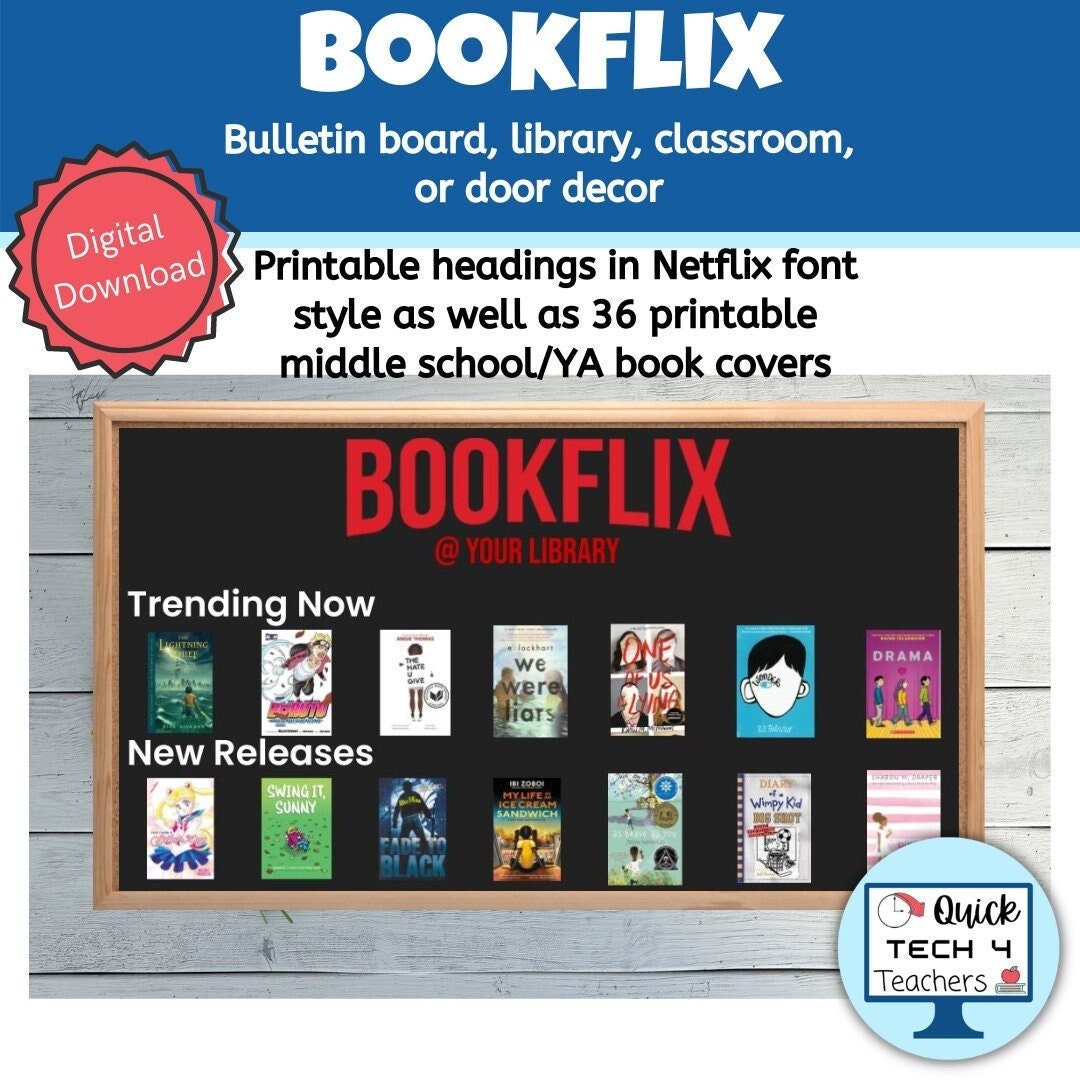 Bookflix Bulletin Board Set | Library Decor | Classroom Decor | Door ...