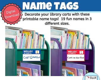 Library Cart Name Tags - Etsy