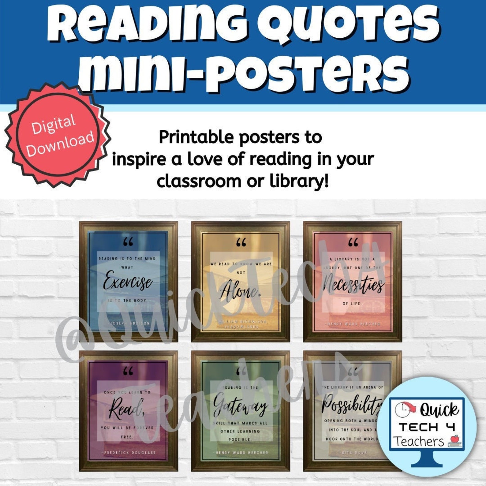 Reading Quotes Printables | Reading Quotes Posters | Library Decor ...