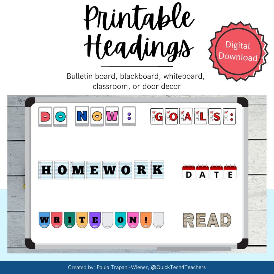 Printable Headers Bulletin Board Bunting Classroom Decor Headings - Etsy
