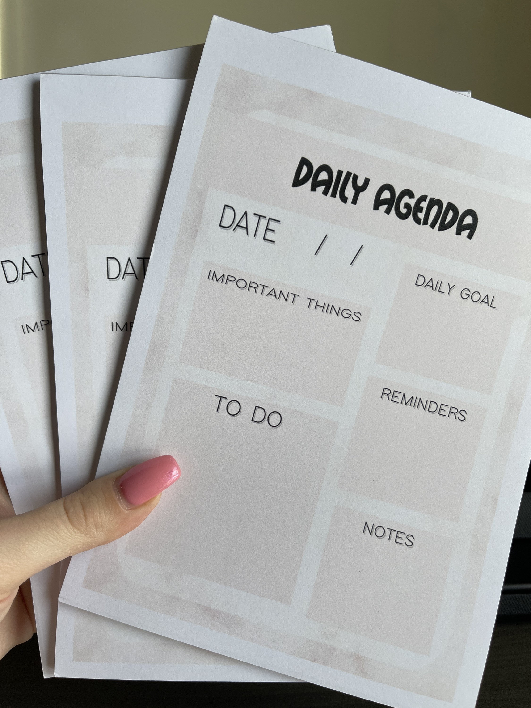5x7 Daily Agenda Notepad Pink Daily Agenda Notepad/memopad - Etsy New ...