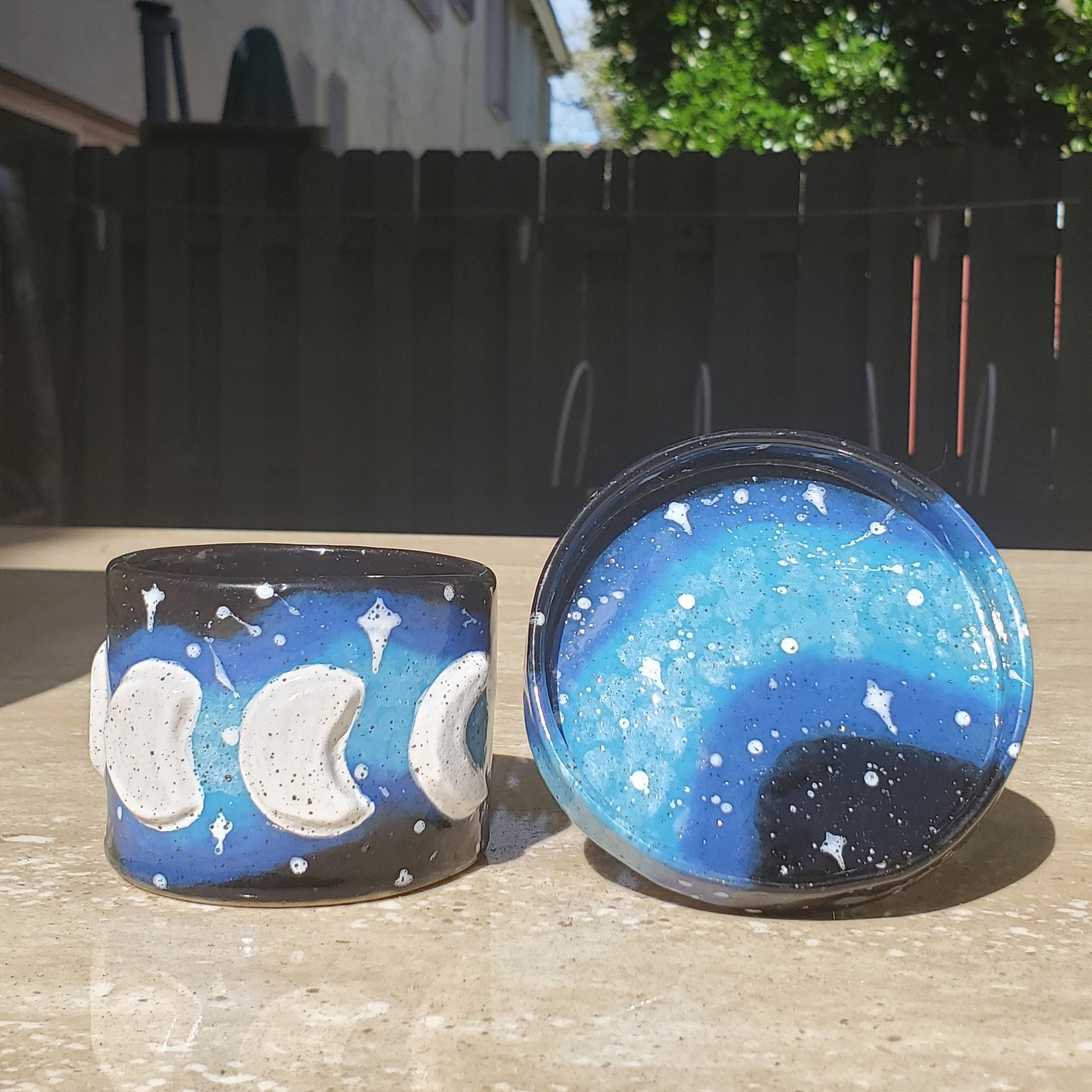 Phases of the Moon Planter With Plate - Etsy