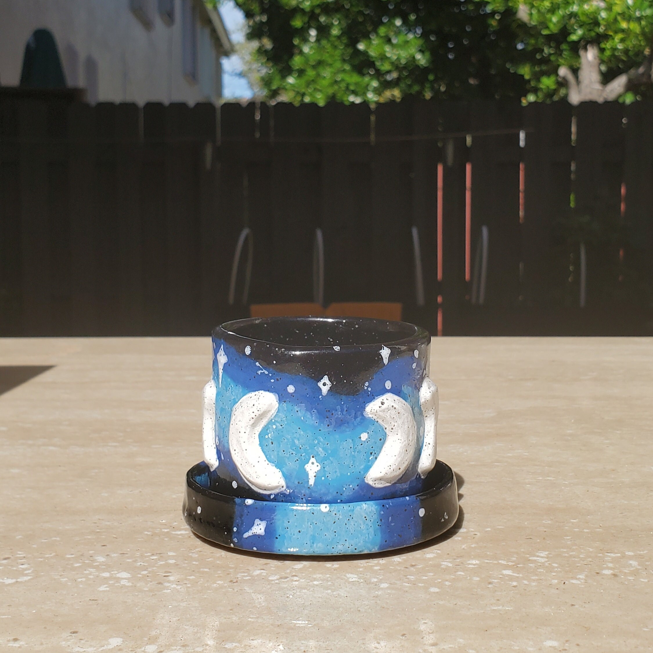 Phases of the Moon Planter With Plate - Etsy