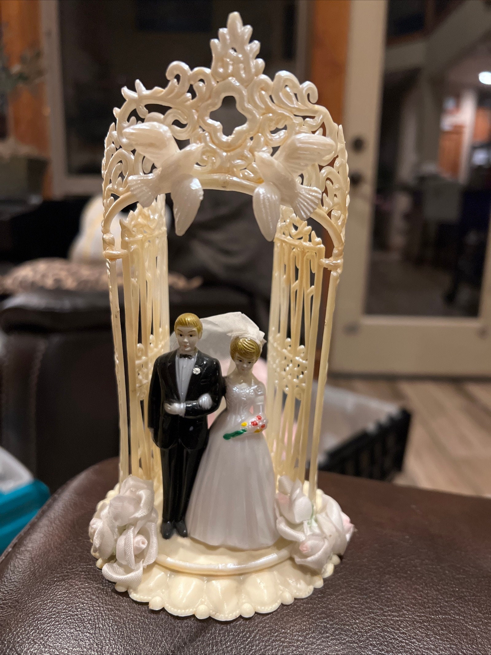 Vintage Cake Topper 1950-60s Bride Groom Wedding Cake Ivory Celluloid ...