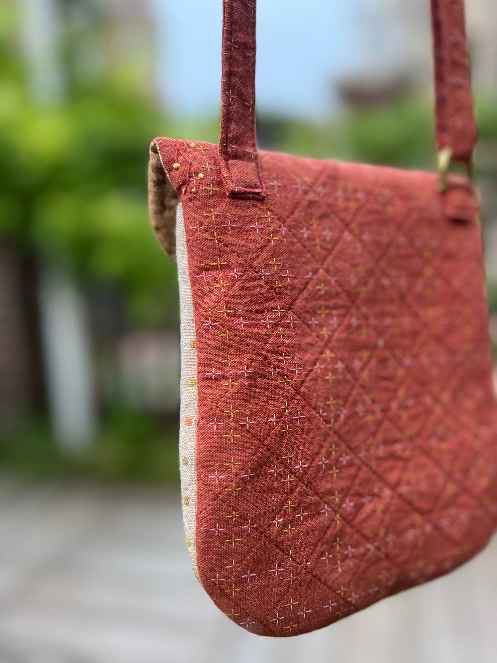 Handmade Quilted Bag in Japanese Patchwork Style Cotton/ Crossbody Bag/ Adorable Pup/ Adjustable ...