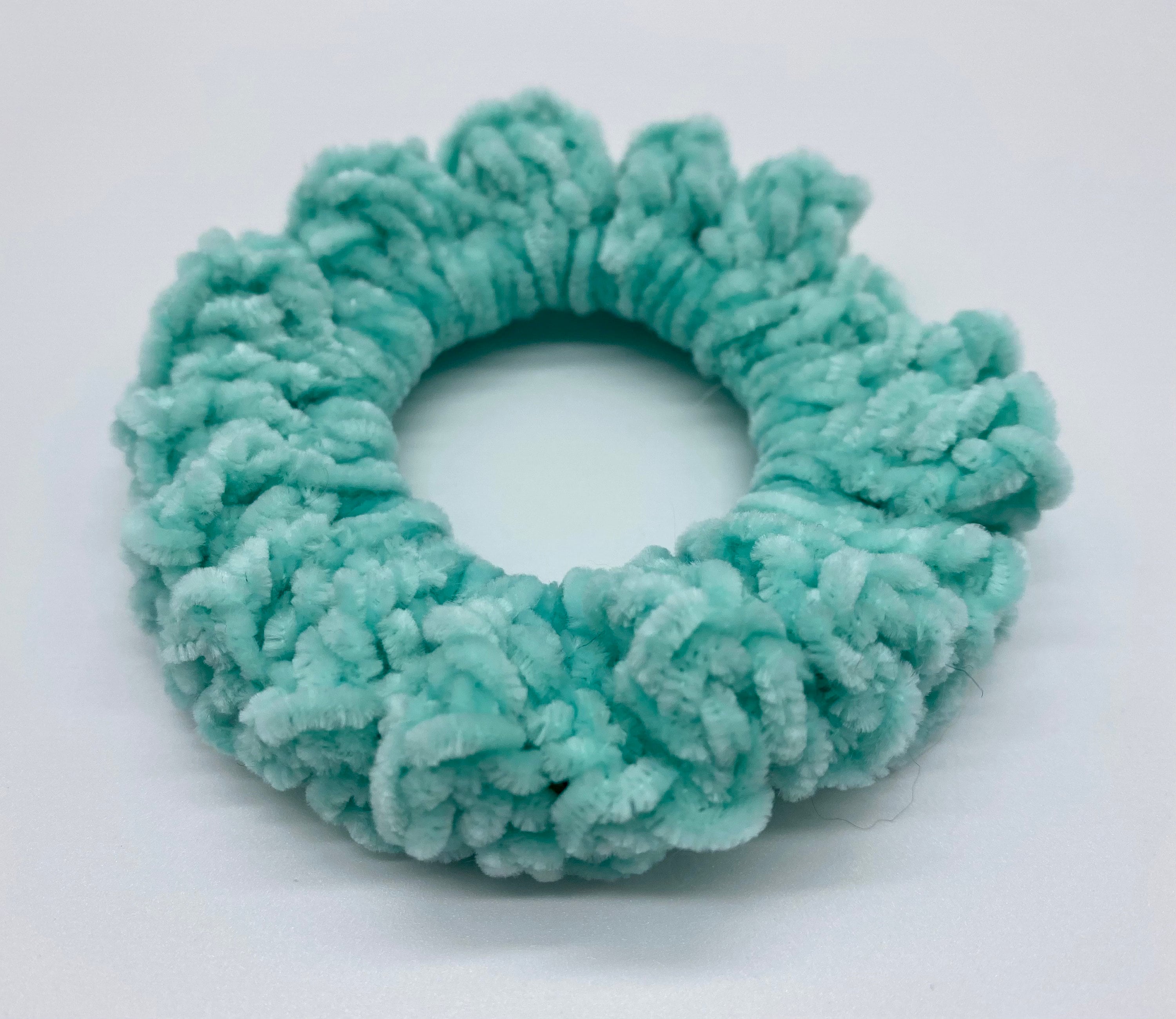 Teal Velvet Crochet Scrunchie Small - Etsy