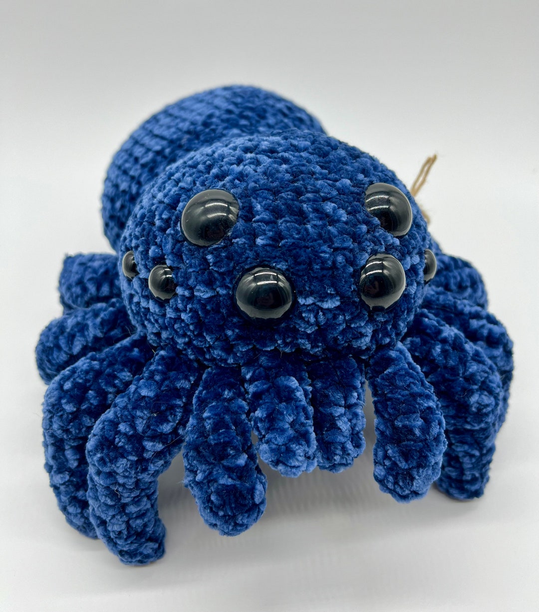 Crochet Blue Crushed Velvet Amigurumi Spider Plush With Cluster Eyes - Etsy