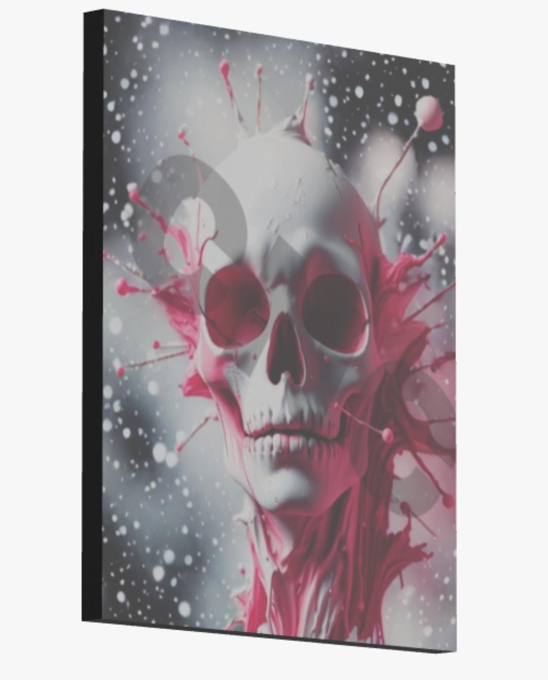 Pink Black and White Skeleton Skull Canvas Picture/ Ready to Hang 16 ...
