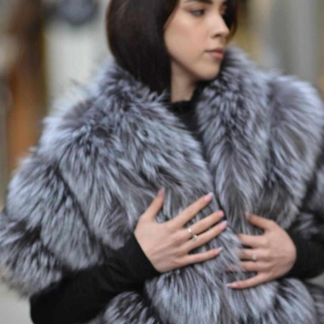 Silver Fox Fur Stole Real Fur Wrap for Weddings Luxury Fox Fur Shawl ...