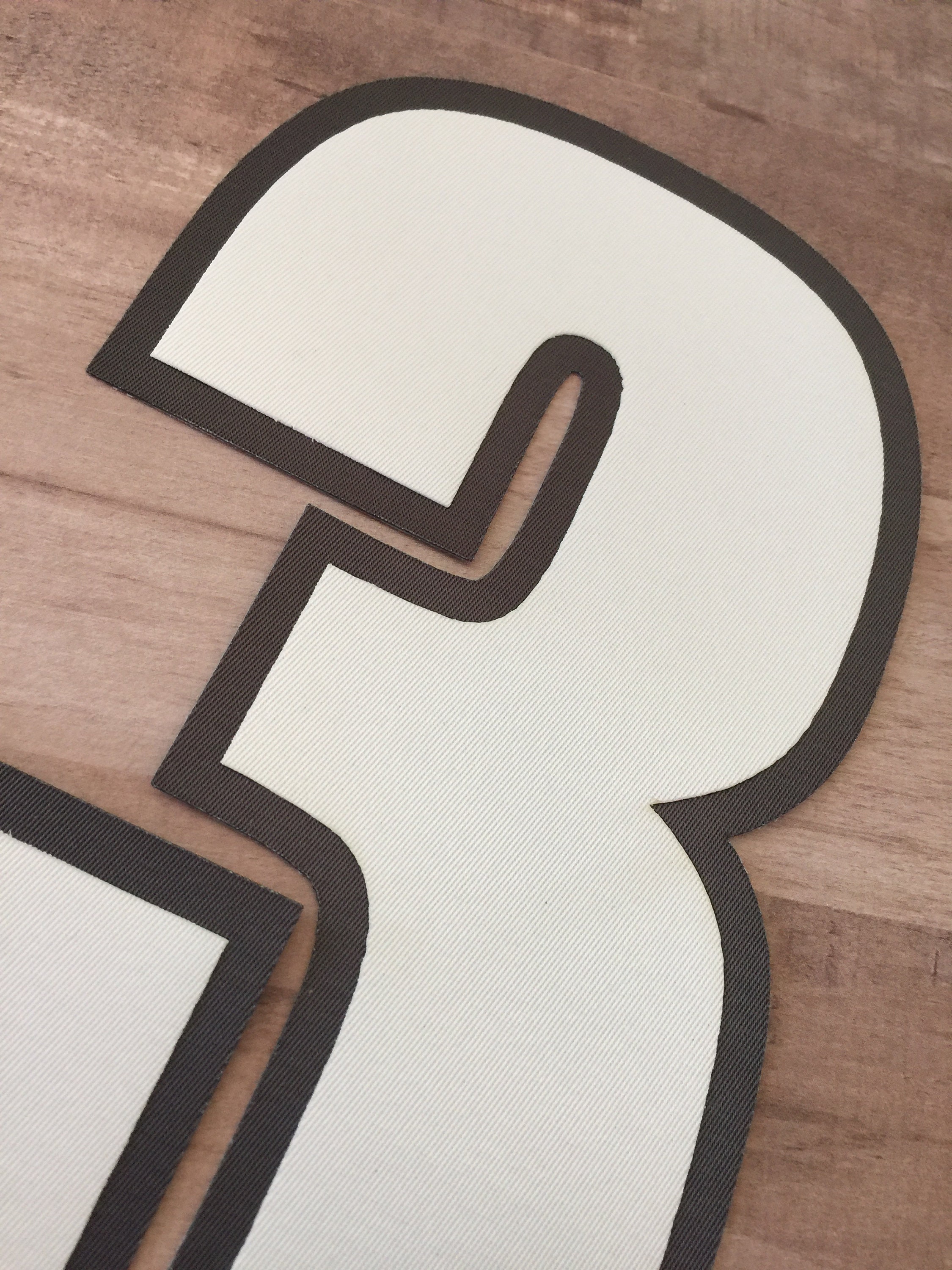 Jersey Number 3 White on Dark Grey 8.75 Numbers Tackle Twill Appliqué ...