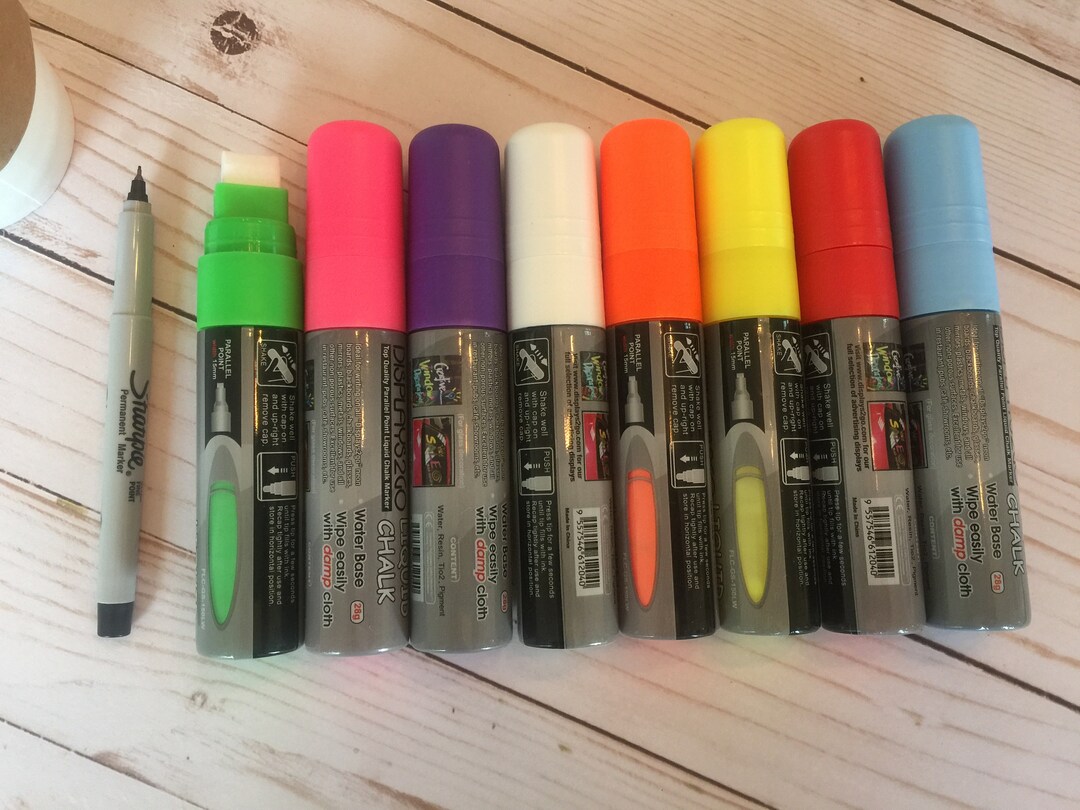8 Jumbo Liquid Chalk Markers Wide Tip Bright Colors Broad Tip Chalk ...