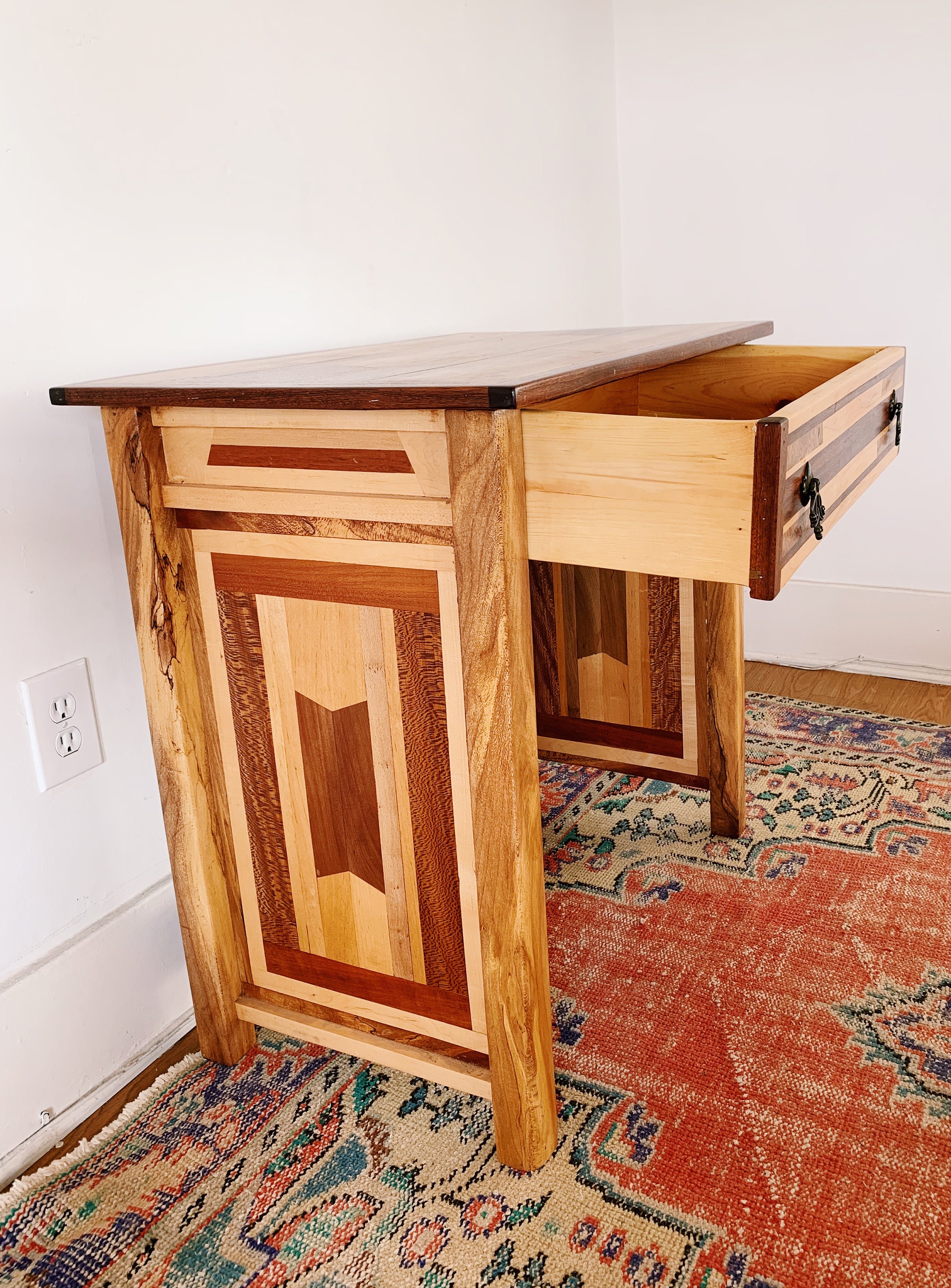 Hand Crafted Inlay Sycamore Wood Writing Desk - Etsy