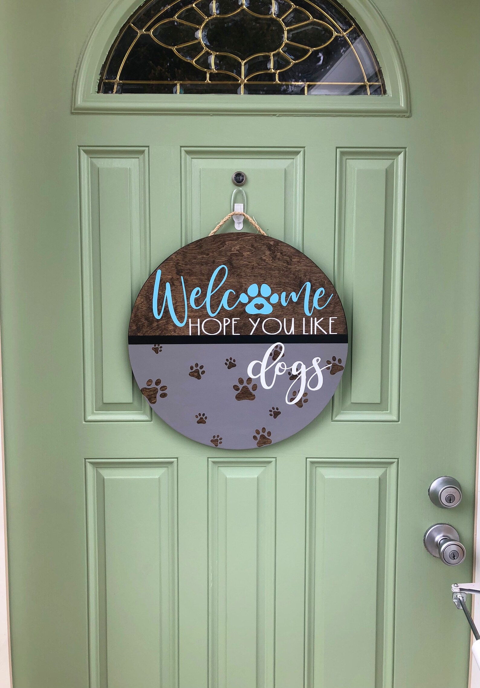 Welcome Door Hanger Welcome Hope You Like Dogs Front Door | Etsy