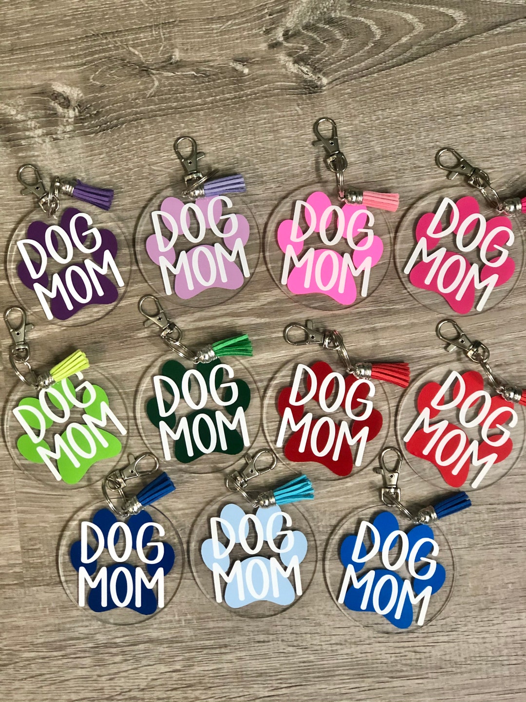 Dog Mom Keychain, Dog Keychain, Dog Mom Acrylic Keychain, Dog Paw ...