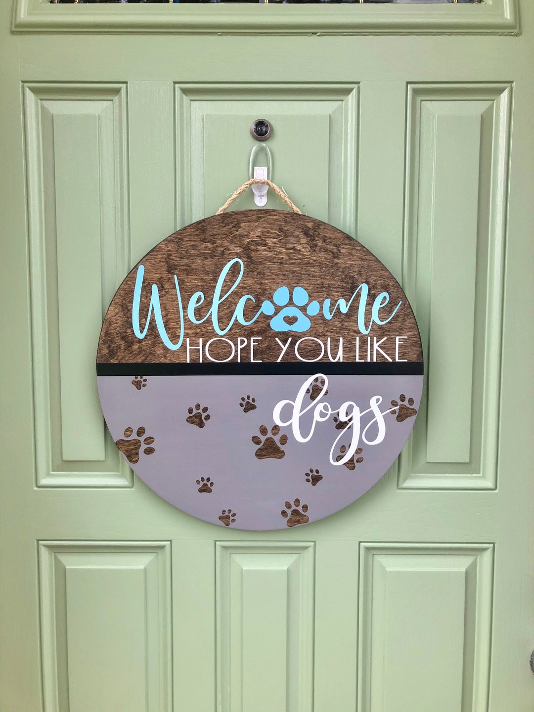 Welcome Door Hanger, Welcome Hope You Like Dogs, Front Door Decor, Dogs ...