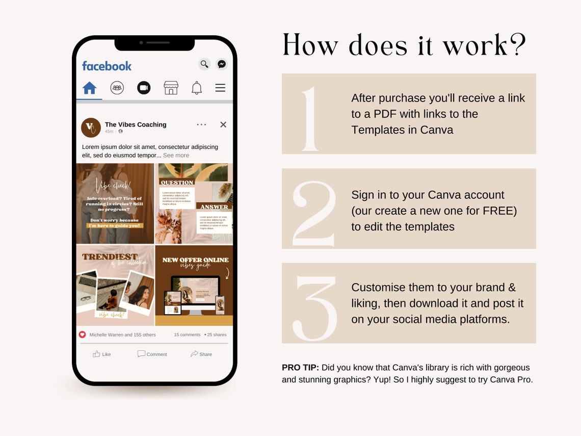 Facebook Templates Canva the Vibe Bold Retro Boho Design - Etsy