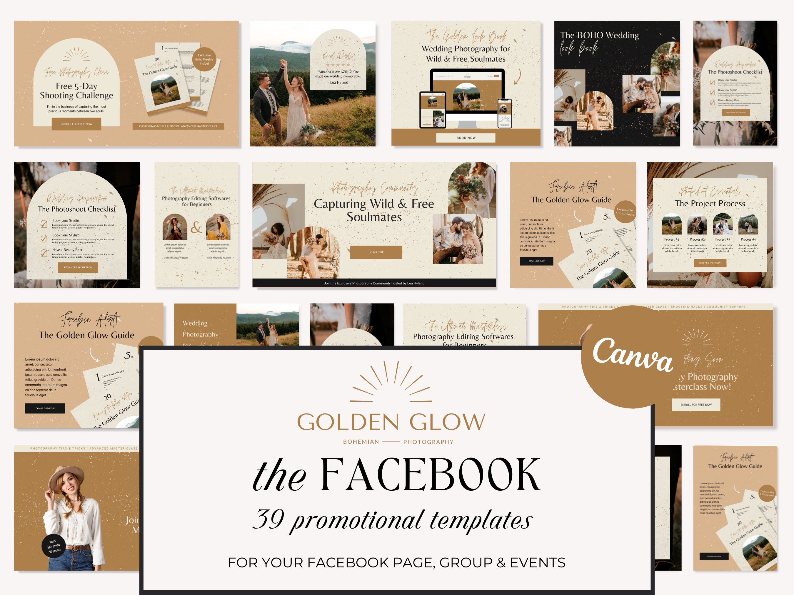 Facebook Templates Canva Golden Glow Earthy, Boho Design FB Group ...