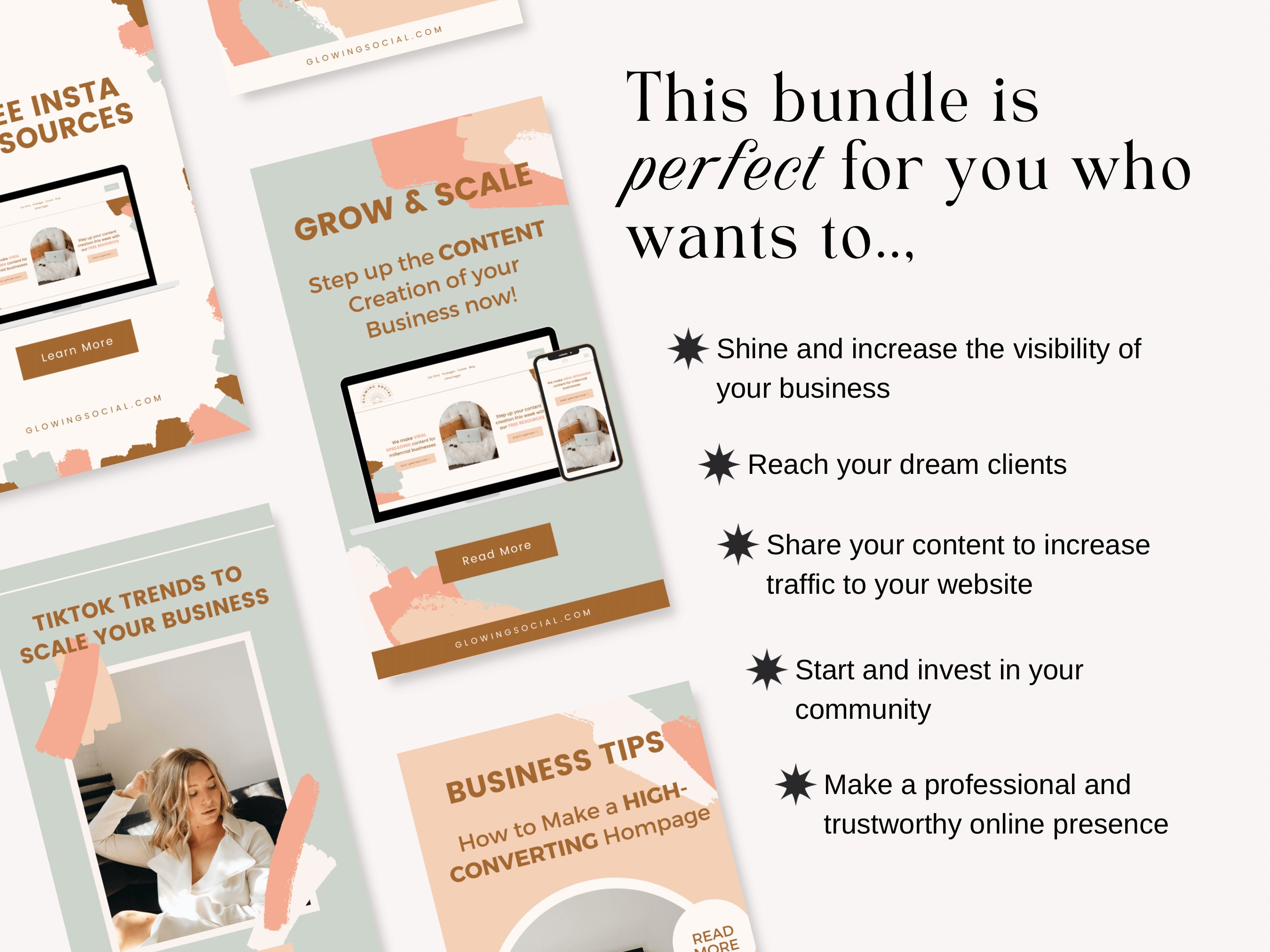 Pinterest Pin Templates Glowing Social Bright, Bold, Boho Design Blog ...