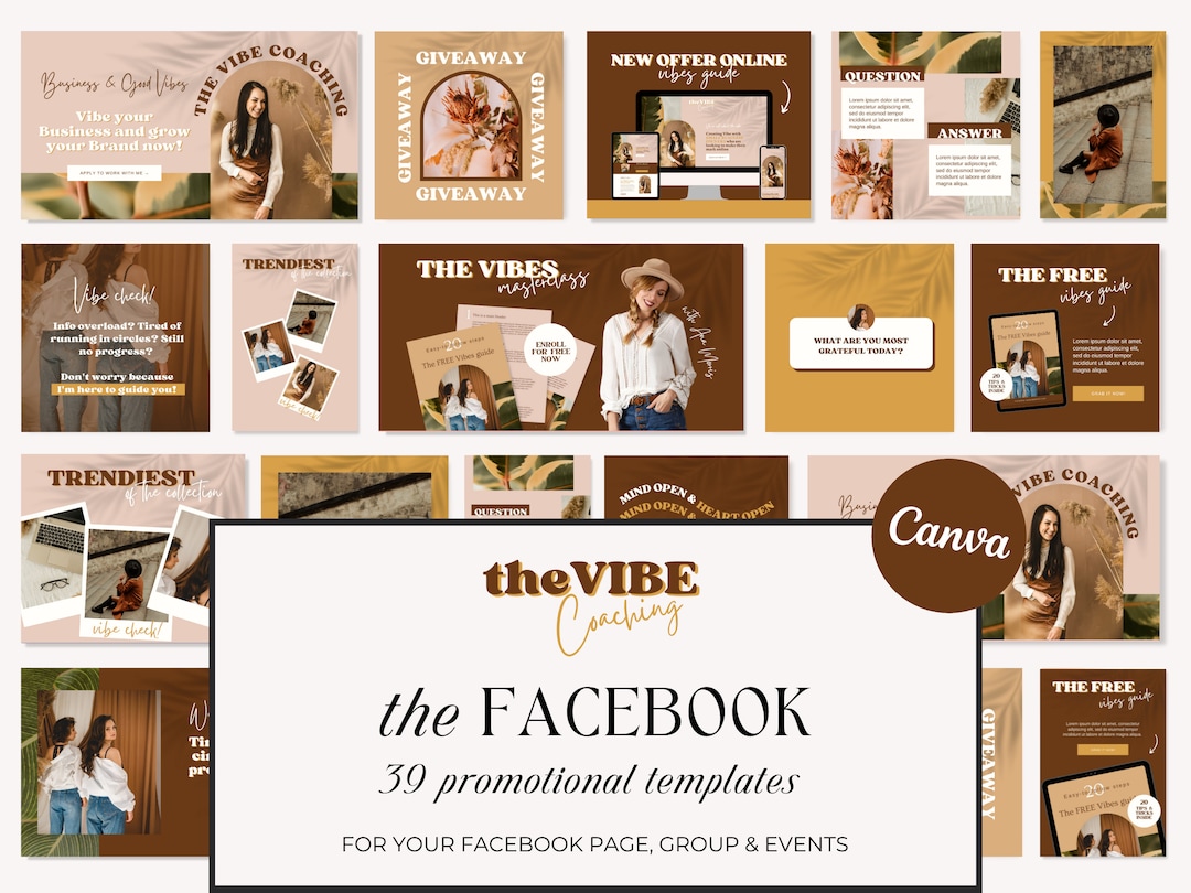 Facebook Templates Canva | the Vibe | Bold, Retro, Boho Design | FB ...