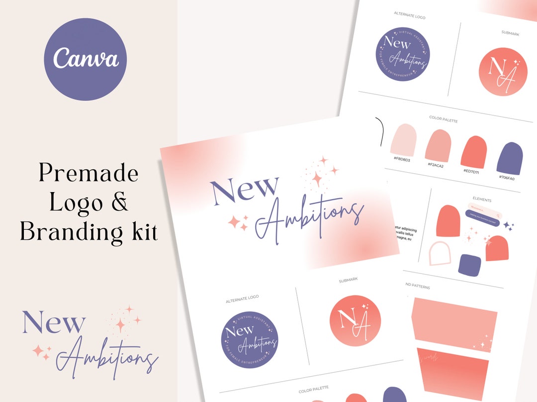 Premade Logo Branding Kit | New Ambitions | Bold, Colorful Logo Design ...