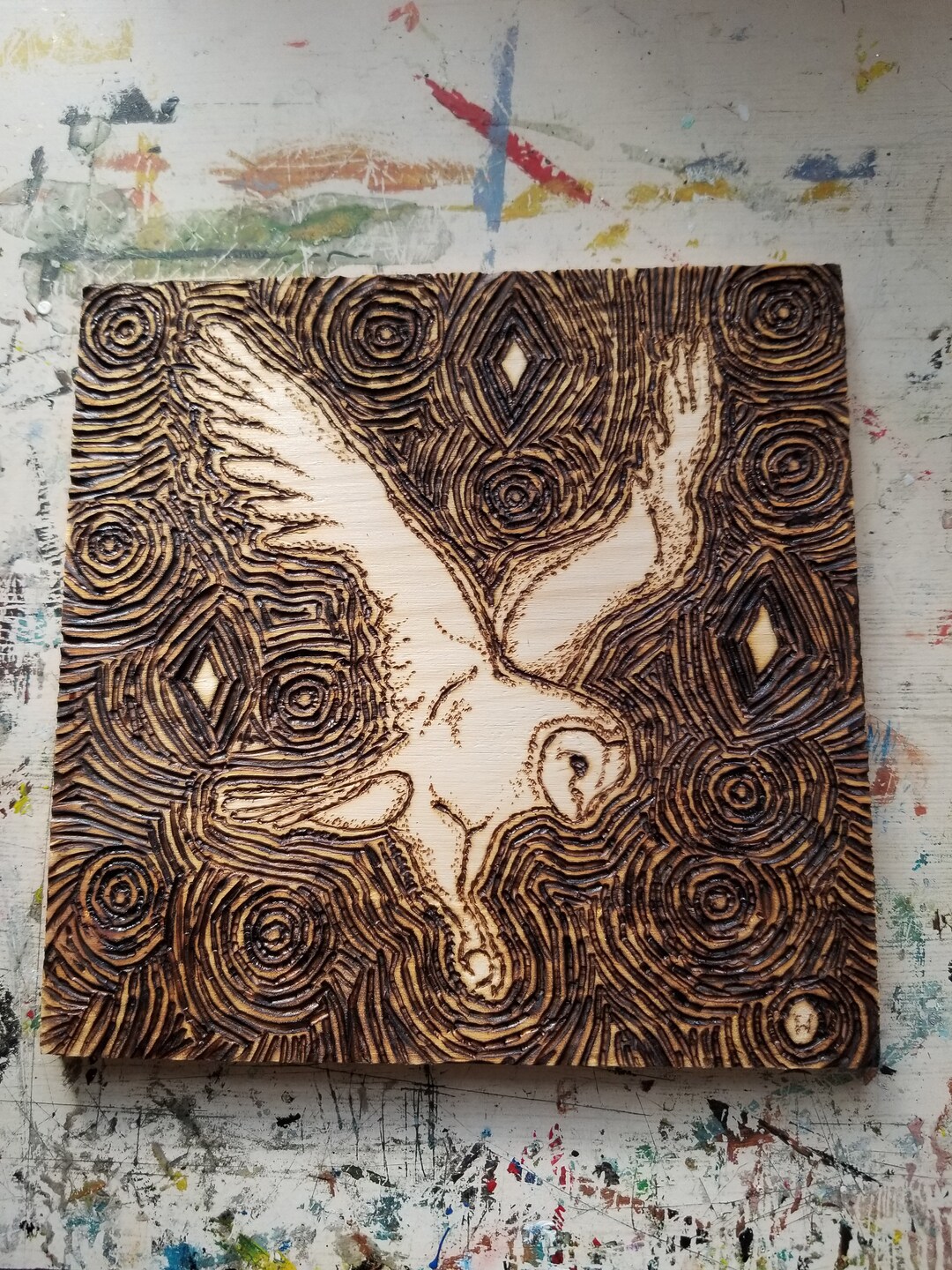 Owl in Flight (wood Burning) - Etsy