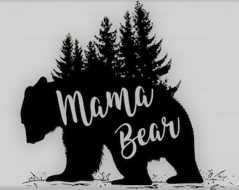 The Mama Bear in the Forest Bear SVG Cut File, Forest Animal Art ...