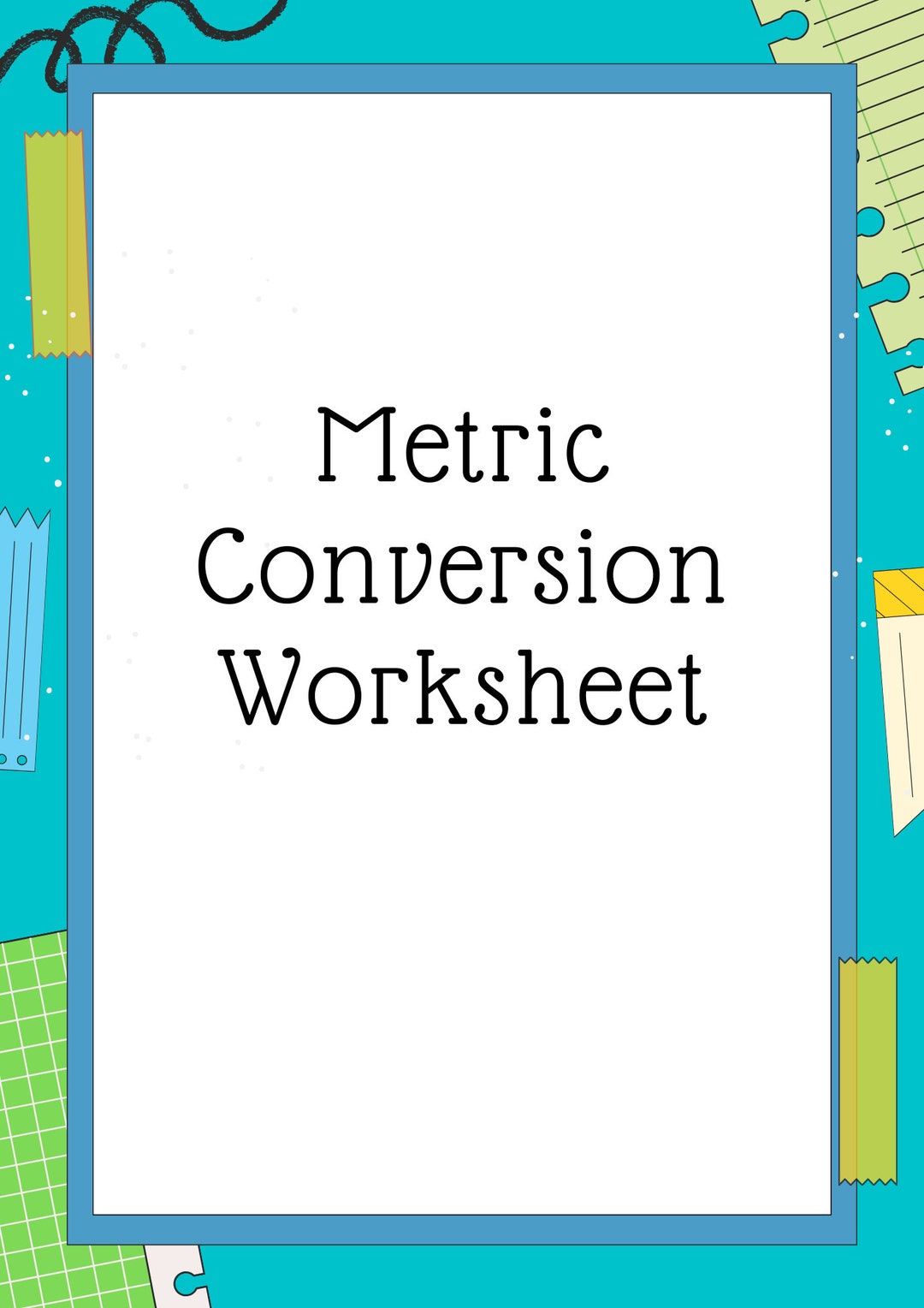Metric Conversion Worksheet - Etsy