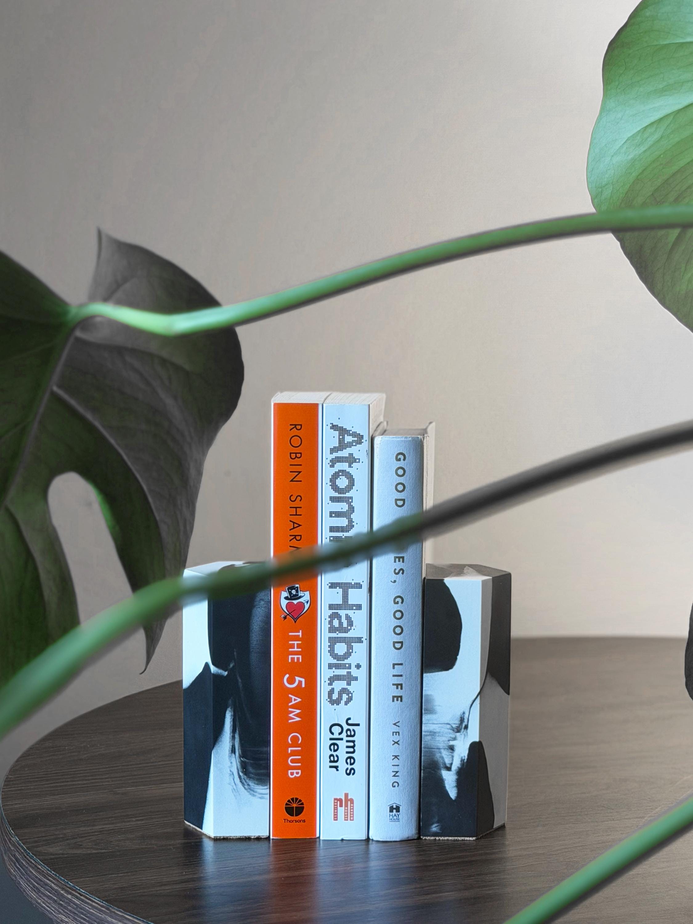 Unique Bookends Handcrafted From Jesmonite / Marble Home Decor / Shelf ...