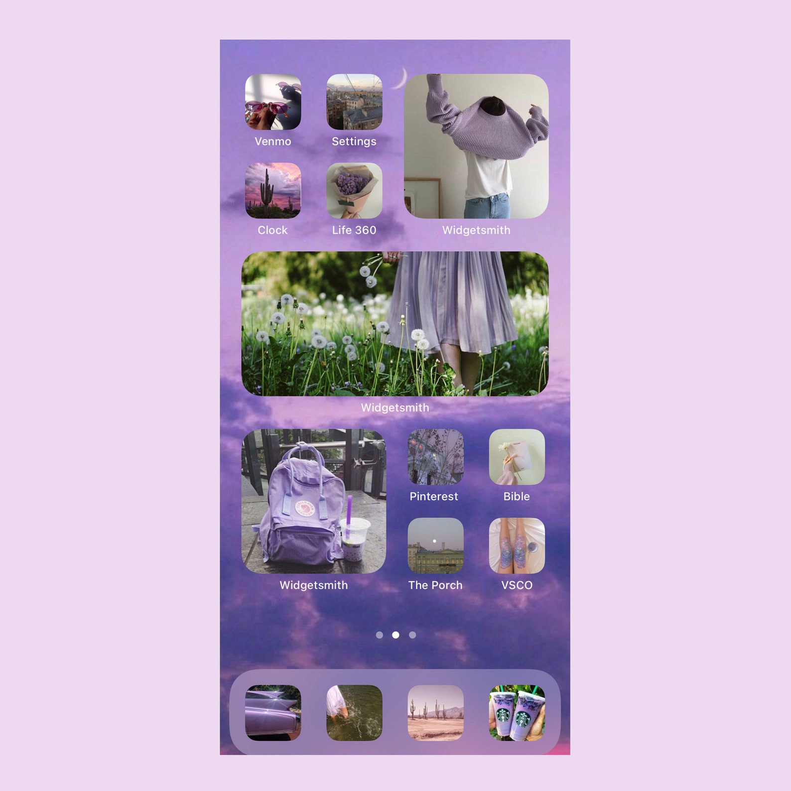 IOS 14 Homescreen Lilac Purple Aesthetic - App Icons, Widgets ...