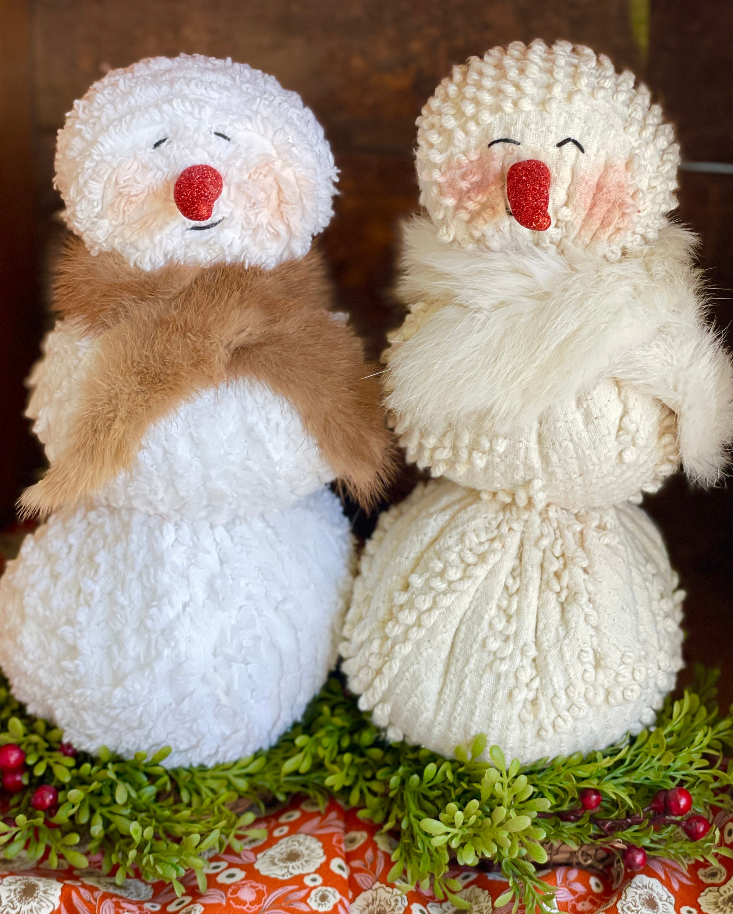 Vintage Chenille Snowmen- UPCYCLED Real Fur/tinsel - Etsy