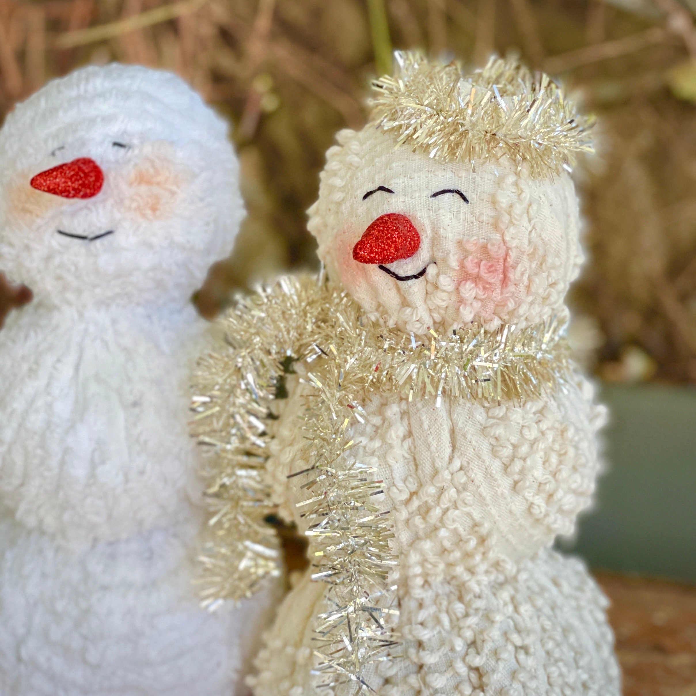 Vintage Chenille Snowmen- UPCYCLED Real Fur/tinsel - Etsy
