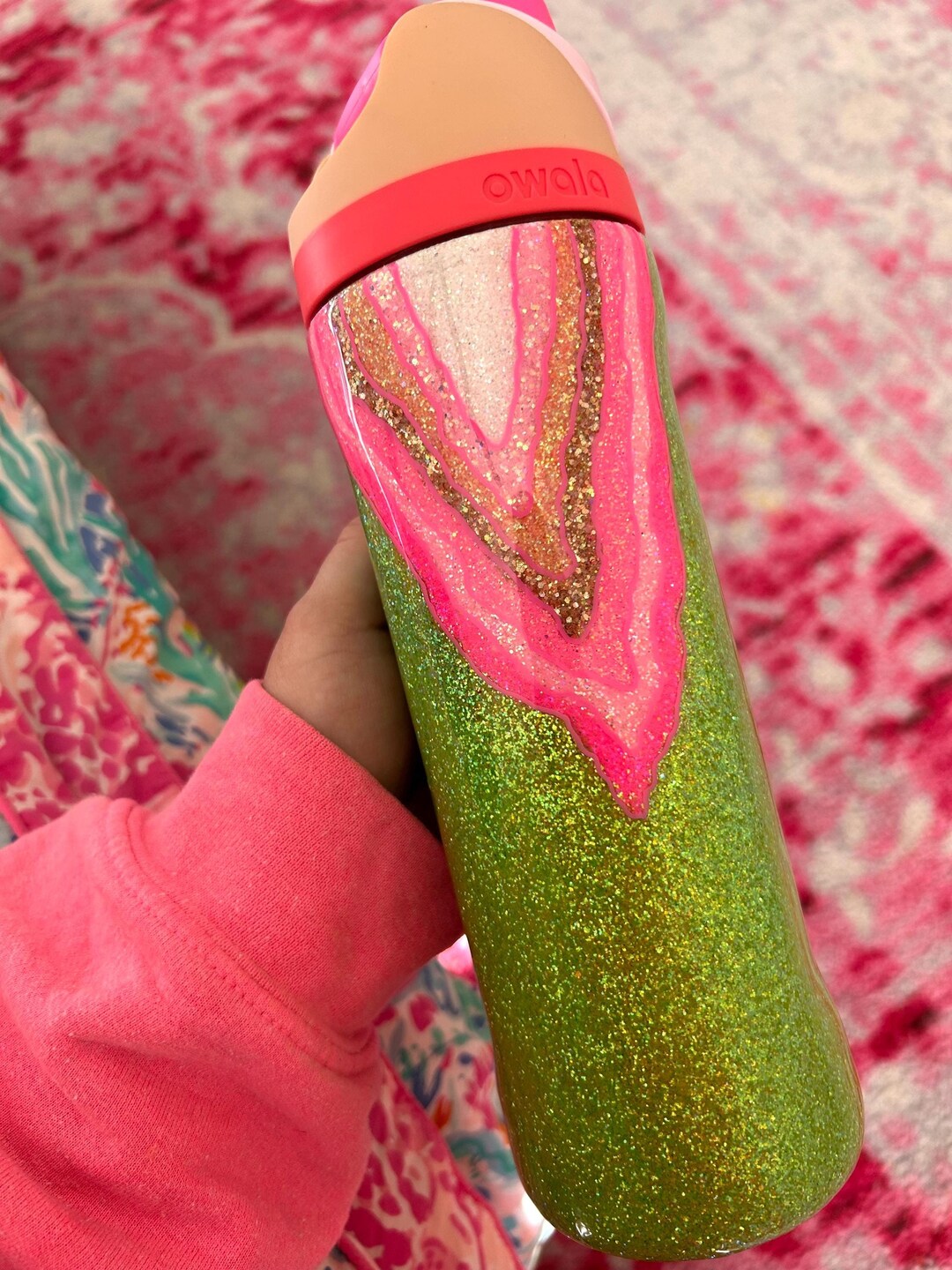 Lime Green Geode Glitter Owala - Etsy