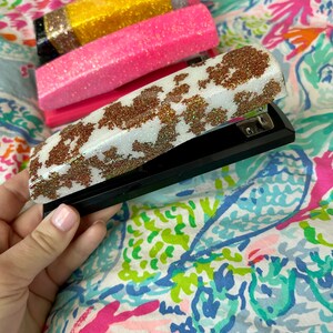 Cow Print Glitter Stapler // Personalized Stapler - Etsy