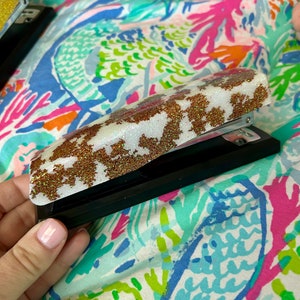 Cow Print Glitter Stapler // Personalized Stapler - Etsy